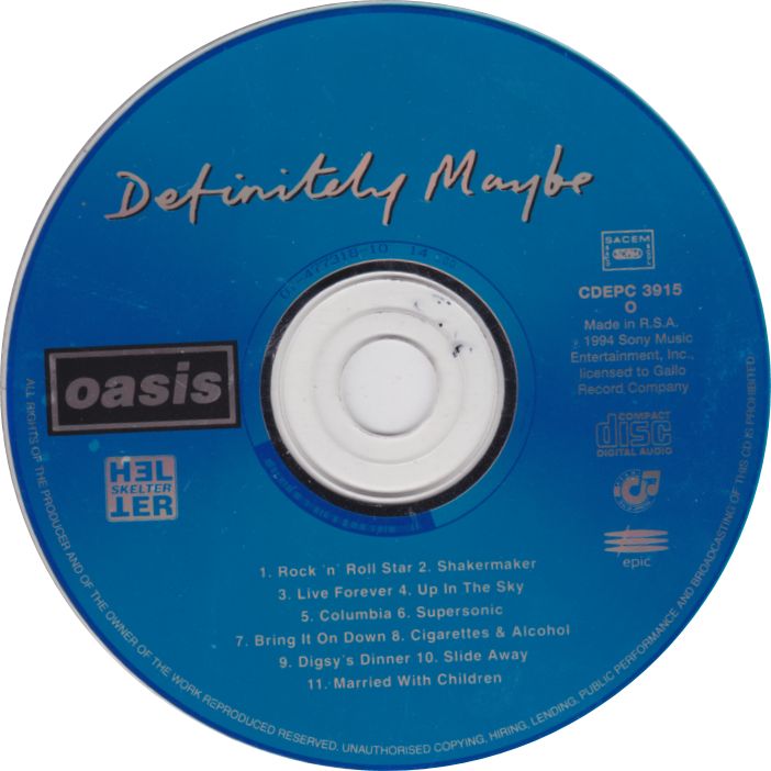 OASIS – Definitely Maybe – Out of Print South African CD – CDEPC3915 ...